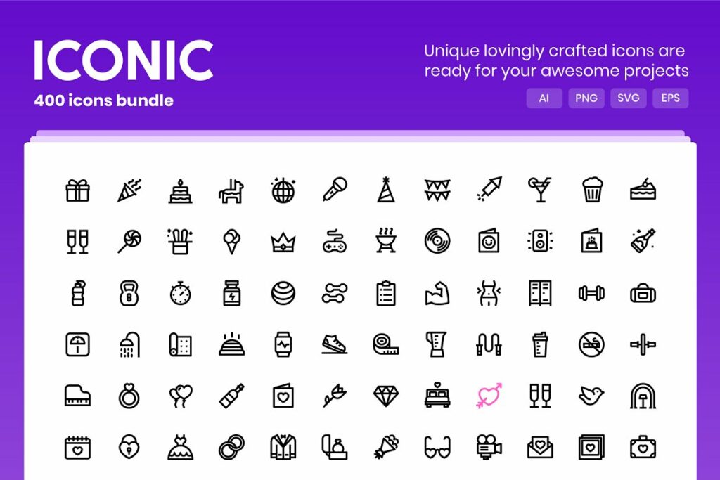 Iconic - 400 Vector Line Icons – MasterBundles