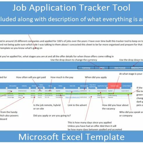 Job Application Tracker Tool for Microsoft Excel | MasterBundles