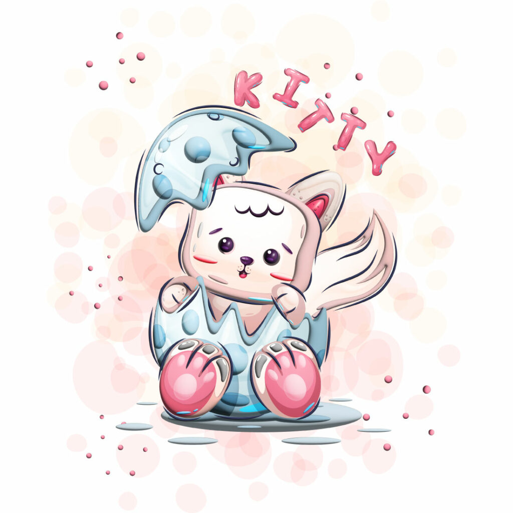 Kitty Illustration, Cute Kitten Clipart, Cute Kitten Vector Art ...