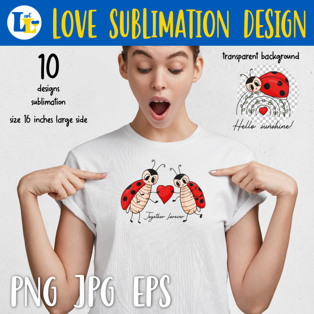 Cute Ladybugs In love Sublimation Design - MasterBundles