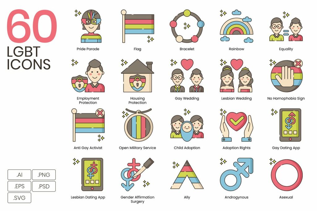 60 LGBT+ Icons | Hazel Series – MasterBundles