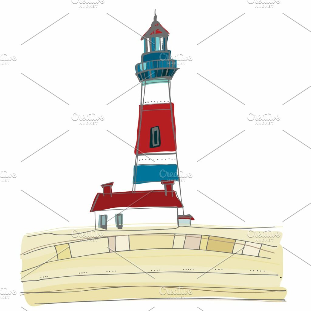 Lighthouse Doodle Illustration – MasterBundles