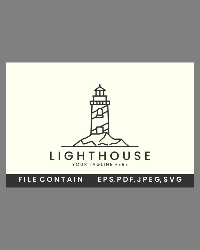 Lighthouse With Line Style Logo Icon – MasterBundles