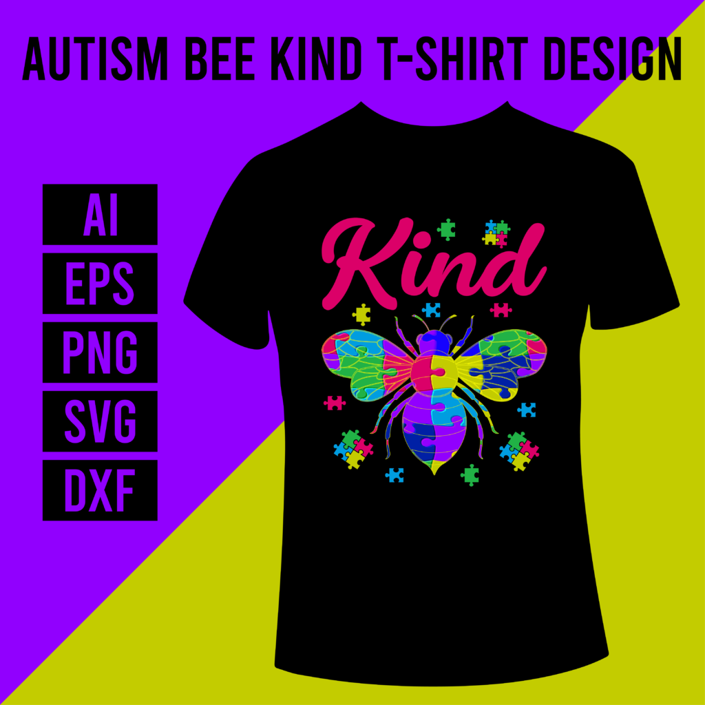 Autism Bee Kind T- Shirt Design - MasterBundles