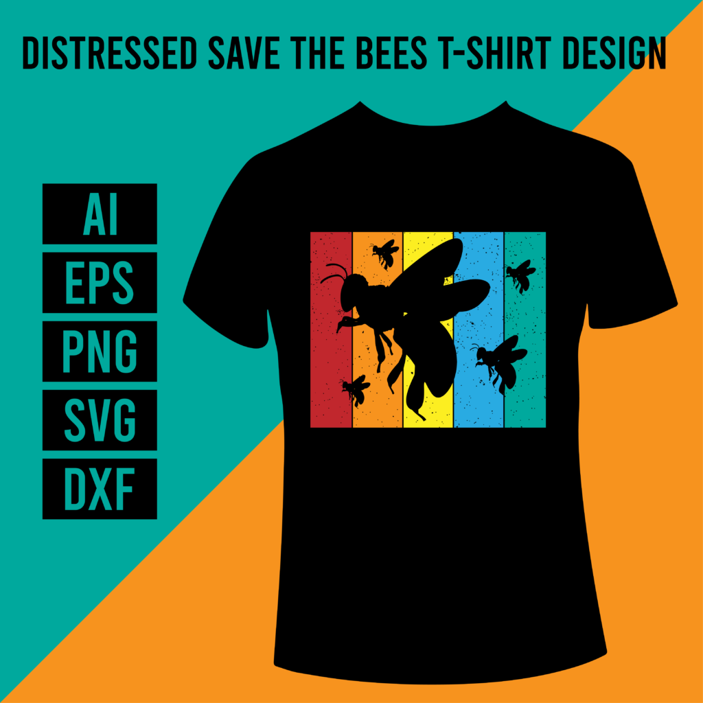 Distressed Save the Bees T- Shirt Design - MasterBundles