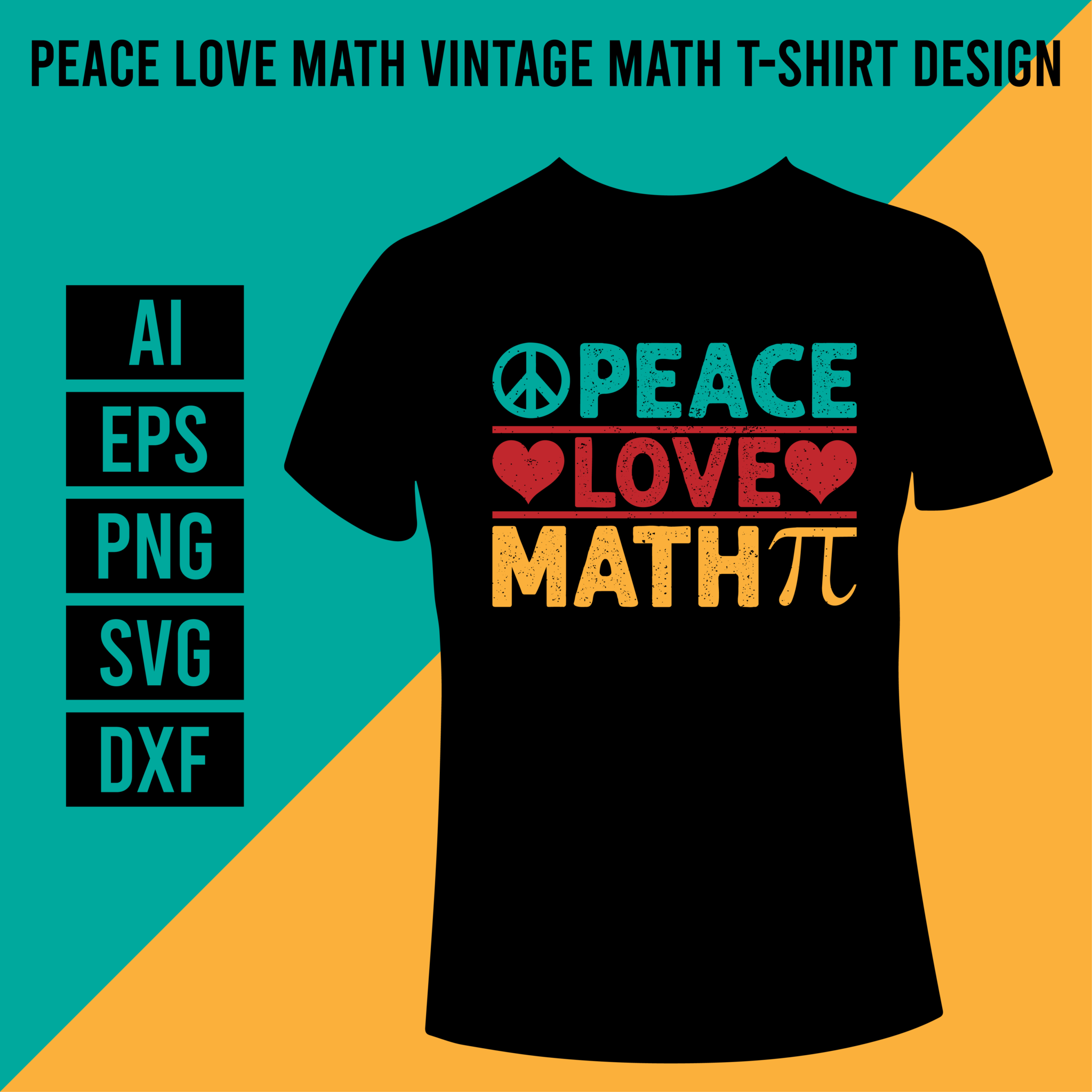 Peace Love Math Vintage Math T-Shirt Design - MasterBundles