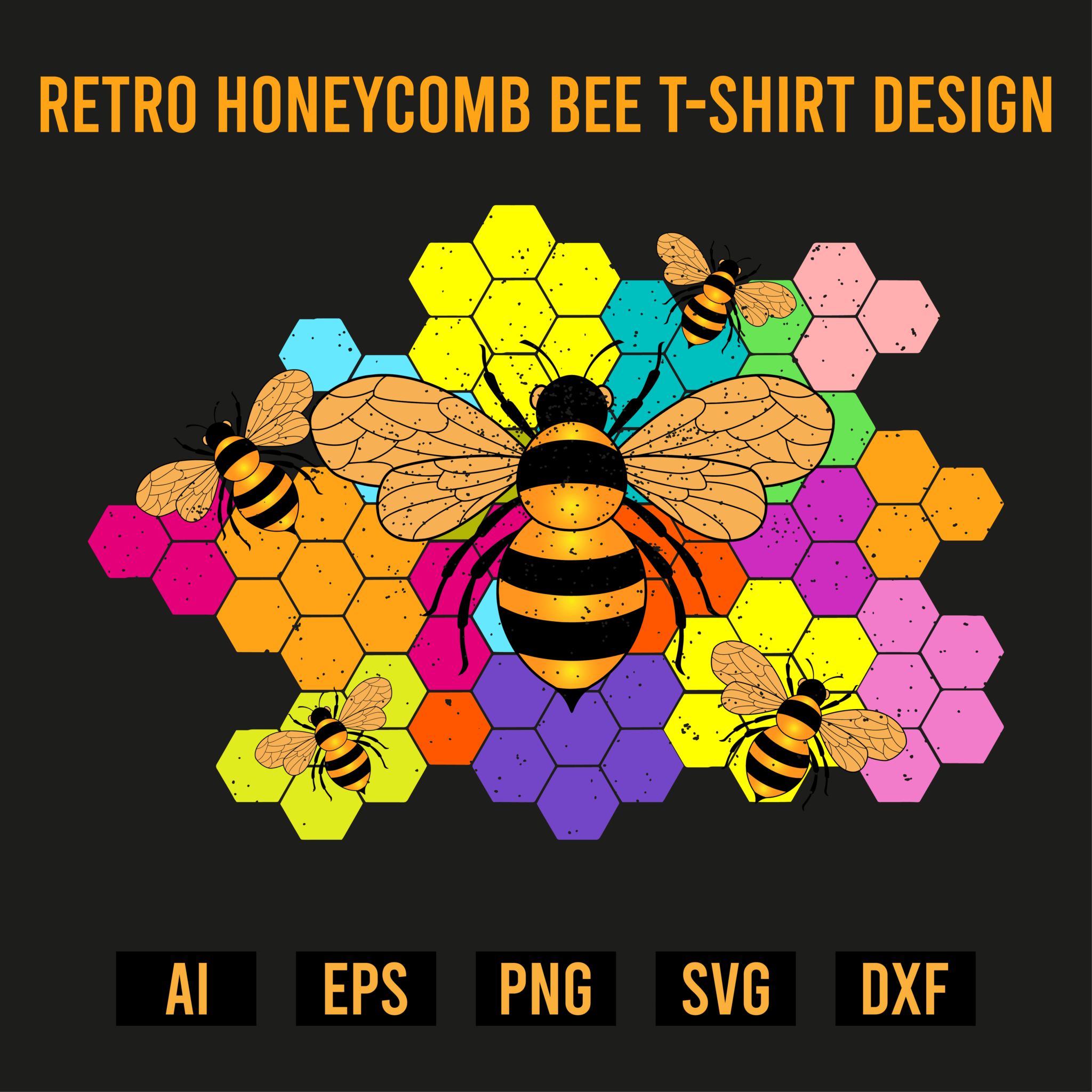 Retro Honeycomb Bee T- Shirt Design - MasterBundles