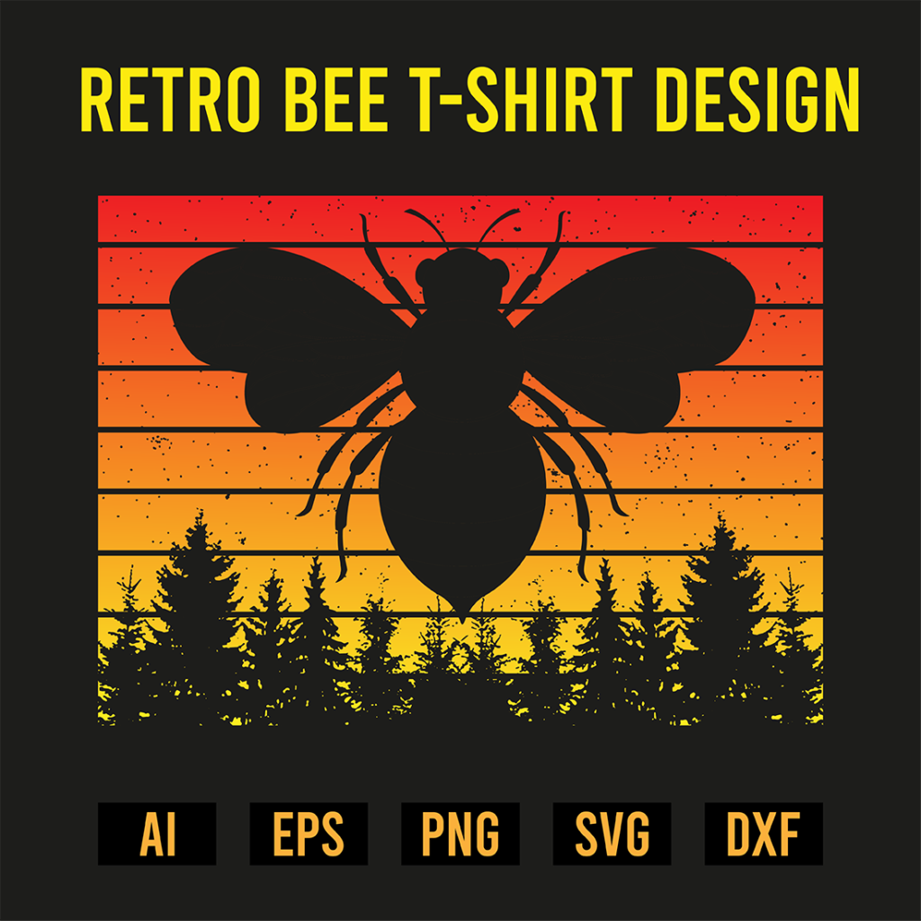 Retro Bee T- Shirt Design - MasterBundles