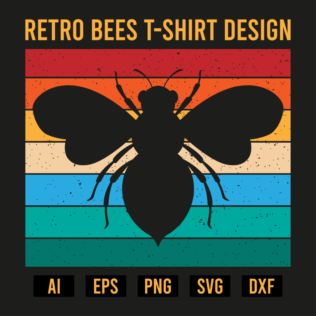 Retro Bees T- Shirt Design - MasterBundles
