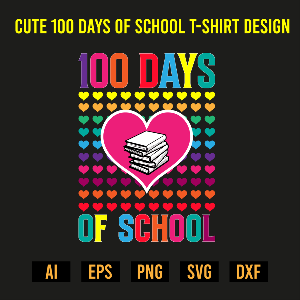 Cute 100 Days Of School T Shirt Design Masterbundles