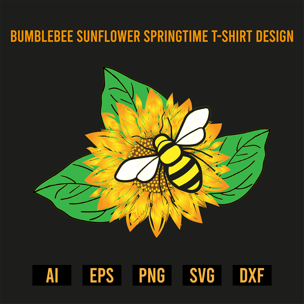 Bumblebee Sunflower Springtime T- Shirt Design - MasterBundles