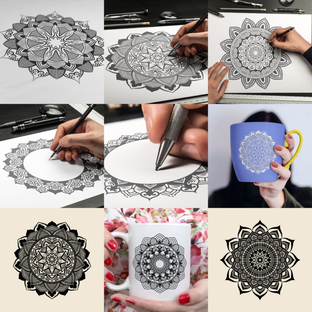 50 mandala background & frame vector-svg-dxf - MasterBundles