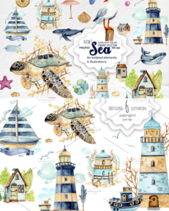 Marine Life Watercolor Clip Art – MasterBundles