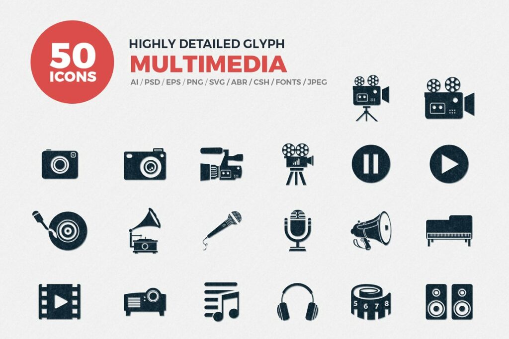 Glyph Icons Multimedia Set – MasterBundles