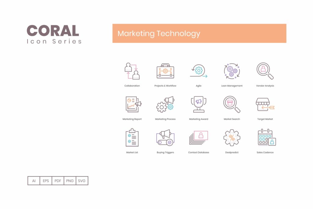90 Marketing Technology Icons – MasterBundles