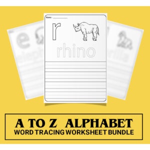 A to Z Lowercase Alphabets Word Tracing Worksheets - MasterBundles