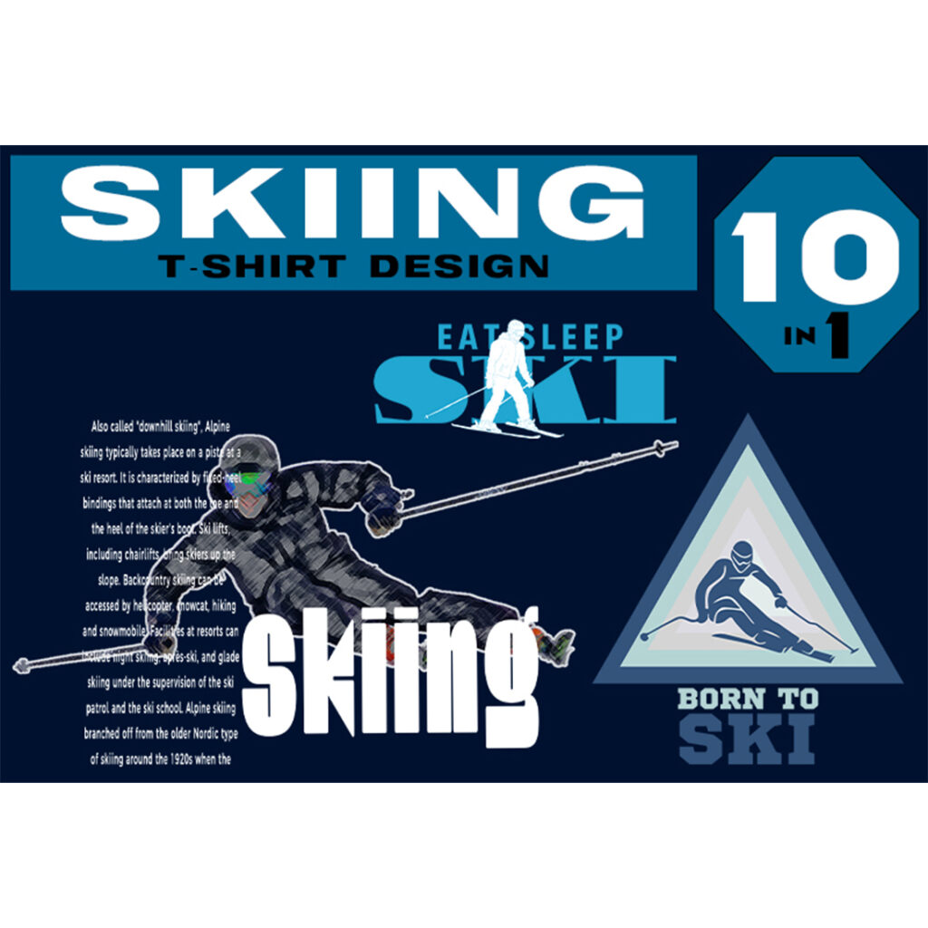 Vintage Skiing T-Shirt Design Bundle - MasterBundles