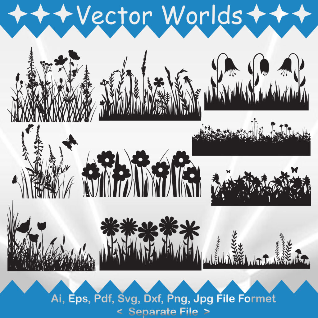 Grass Field Flower SVG Vector Design - MasterBundles