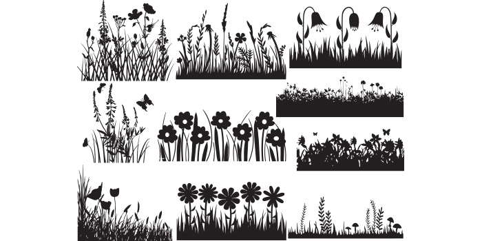 Grass Field Flower SVG Vector Design - MasterBundles