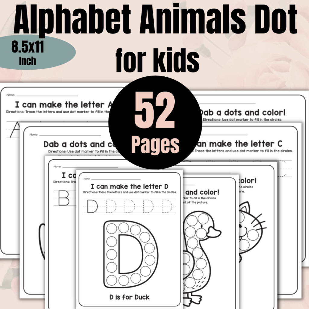 Alphabet Animals Dot Markers Worksheets | MasterBundles