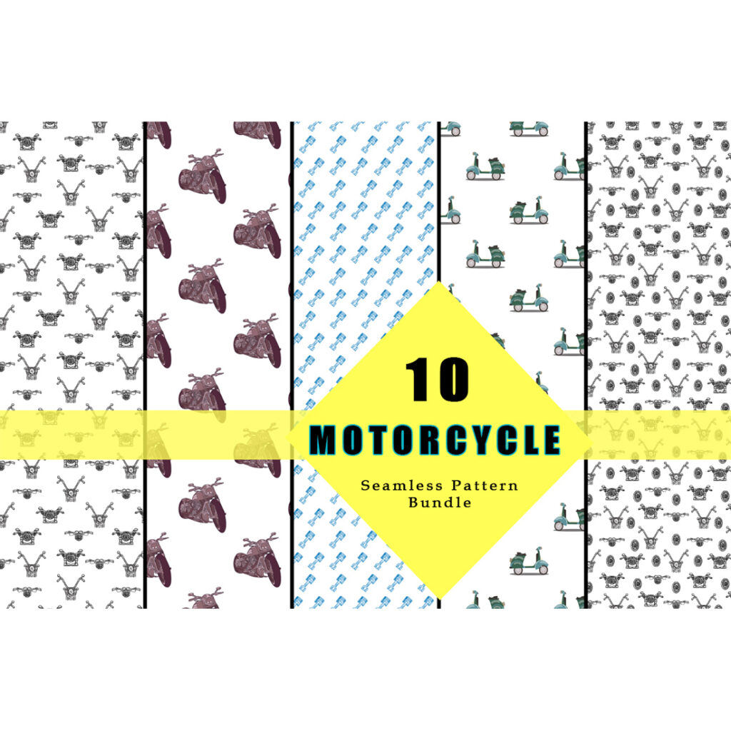 Motorcycle Seamless Pattern Digital Papers V.2 - MasterBundles