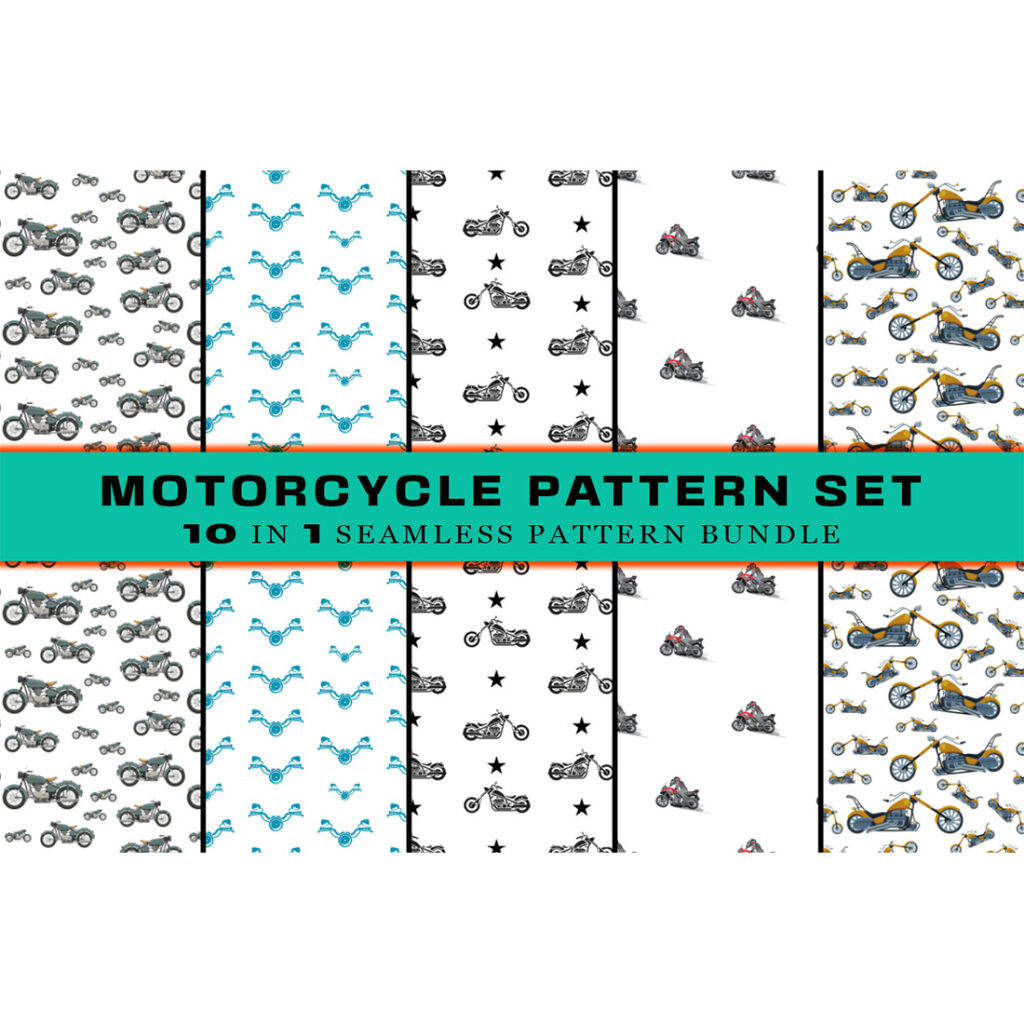 Motorcycle Seamless Pattern Digital Papers V.1 - MasterBundles