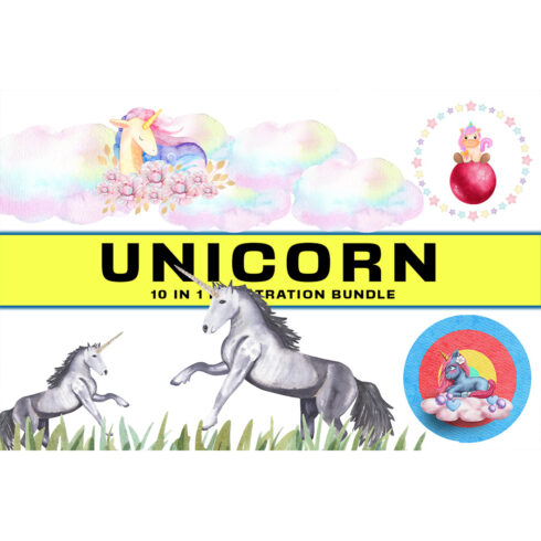 Unicorn Illustration Clipart Design Bundle V.1 - MasterBundles