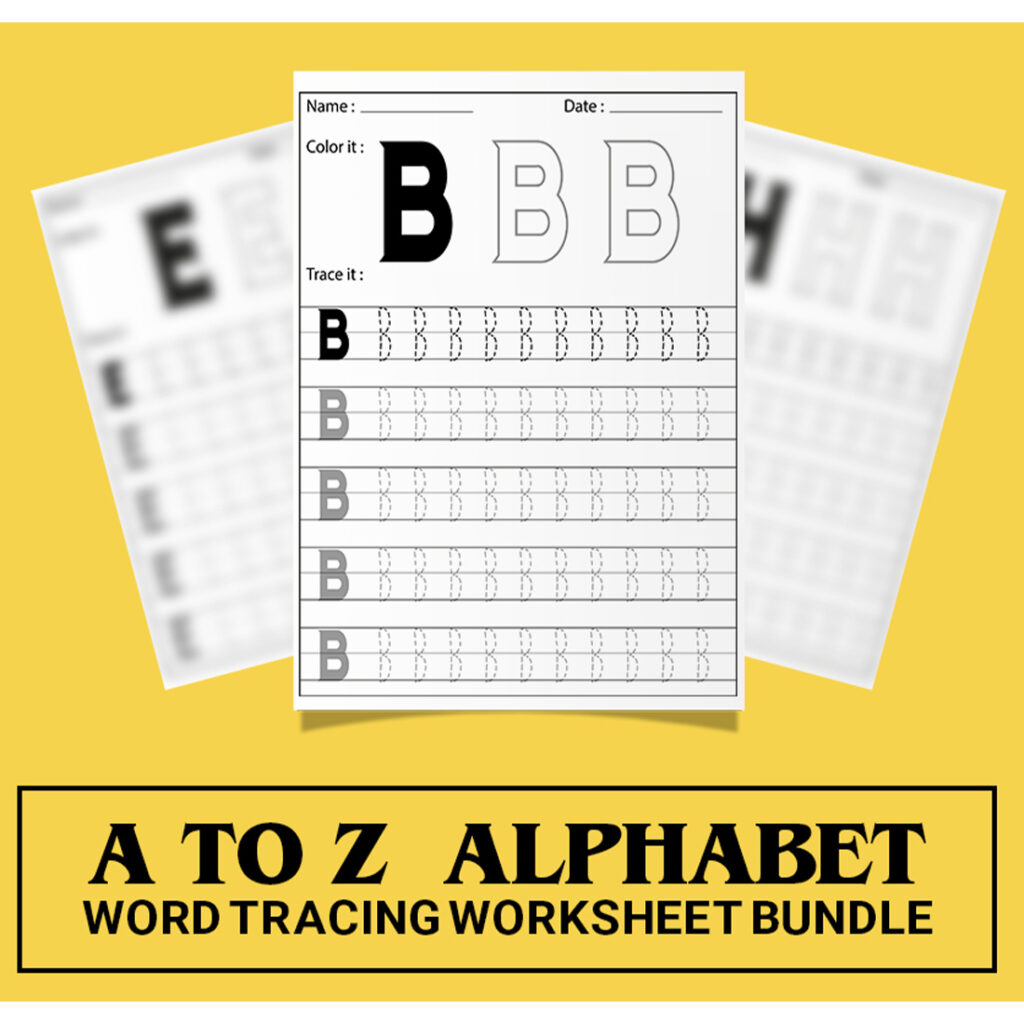 A to Z Uppercase Alphabets Tracing KDP Worksheets - MasterBundles