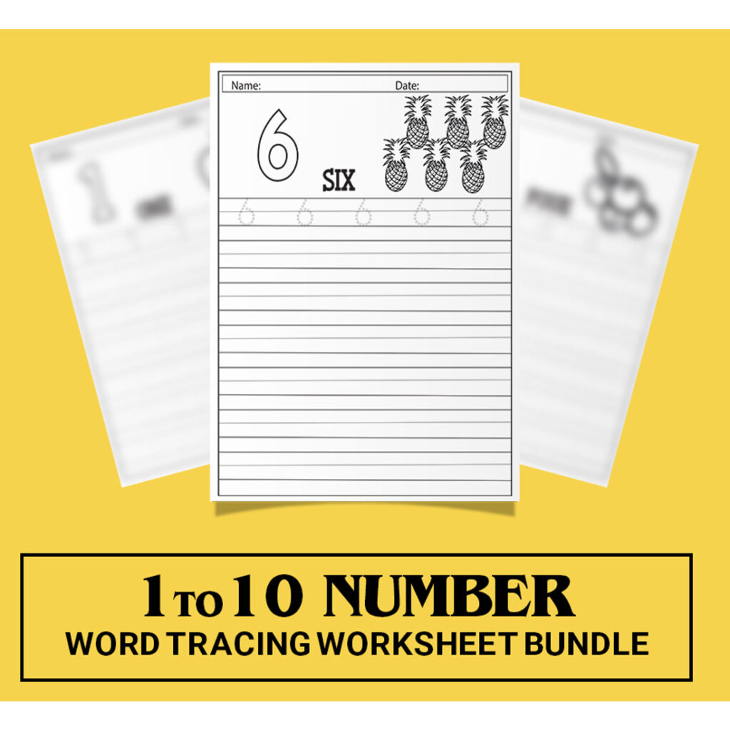 1 to 10 Number Tracing KDP Worksheets Bundle V1 - MasterBundles