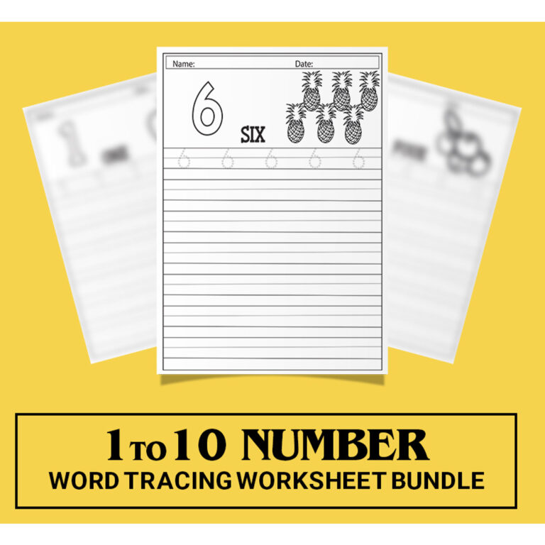 1 to 10 Number Tracing KDP Worksheets Bundle V1 - MasterBundles