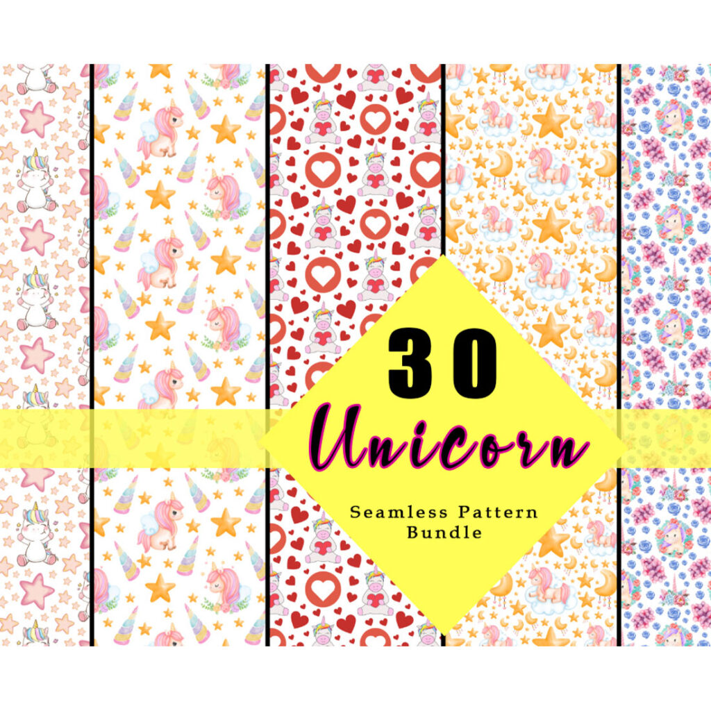 Unicorn Seamless Pattern Digital Papers - MasterBundles