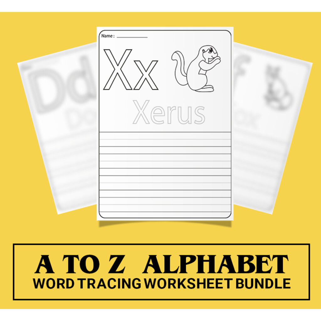 A to Z Mix Alphabets Word Tracing KDP Worksheets V.1 - MasterBundles