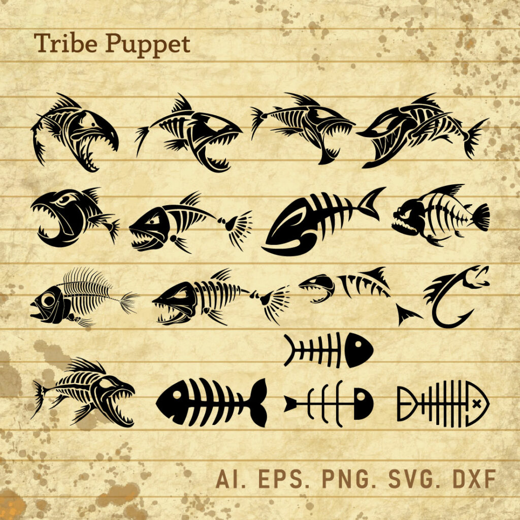 Fish Bone Vector Set - MasterBundles