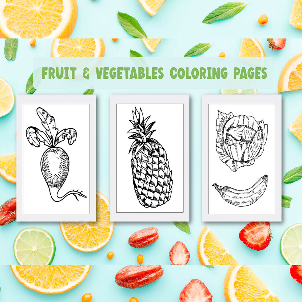 KDP Fruit & Vegetables Coloring Page - MasterBundles