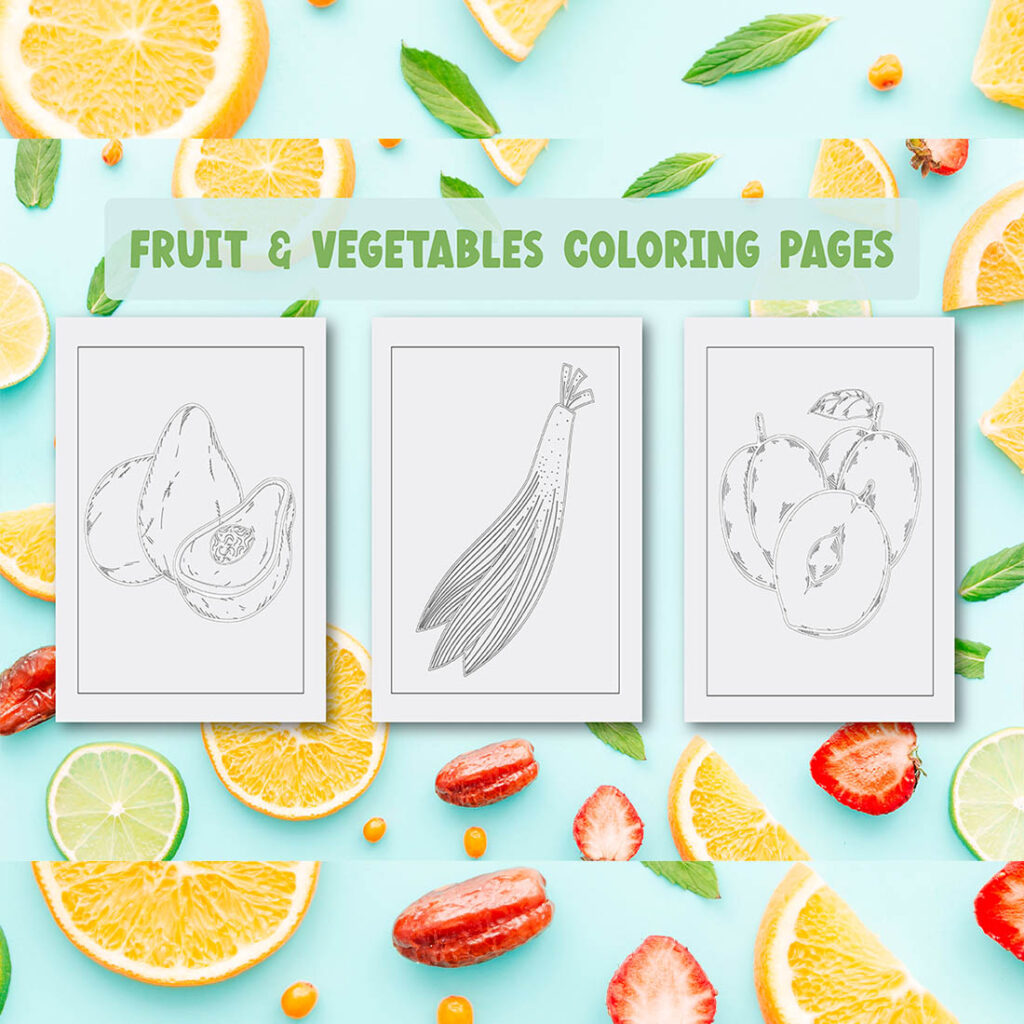 KDP Fruit & Vegetables Coloring Page - MasterBundles