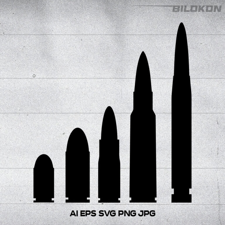 Gun Bullets Icon Set, SVG Vector - MasterBundles