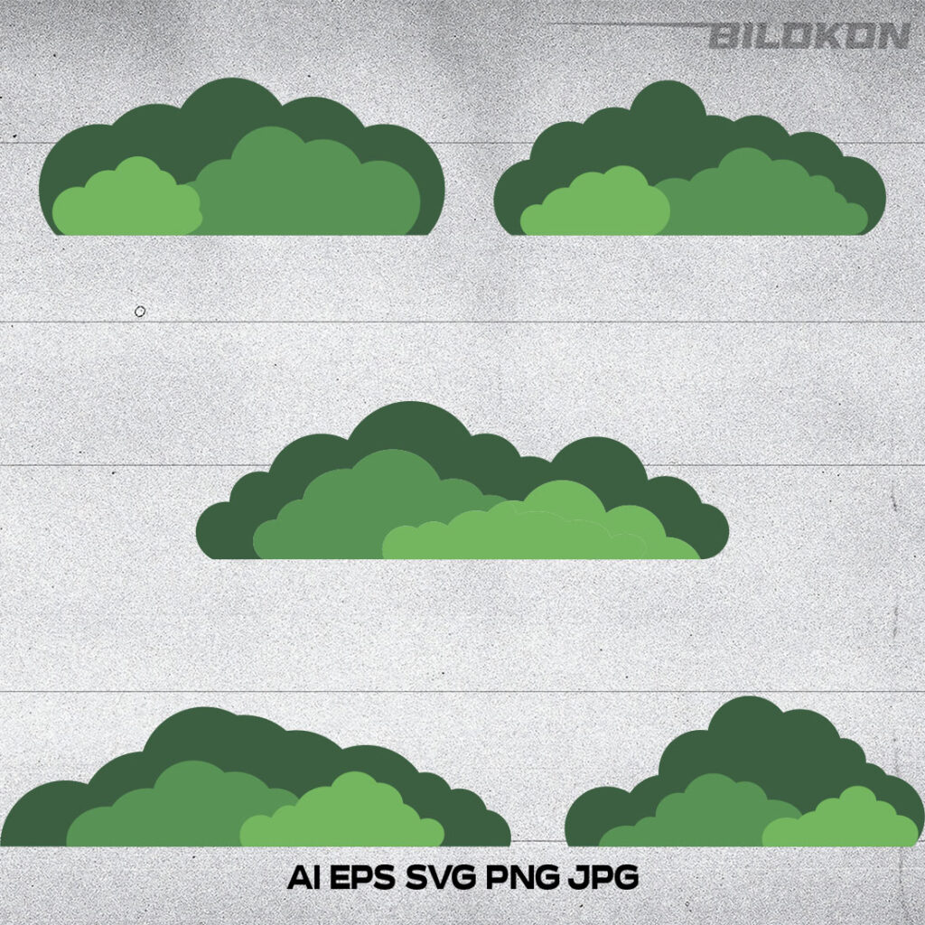 Set grass and bushes landscape icon, SVG Vector illustration ...