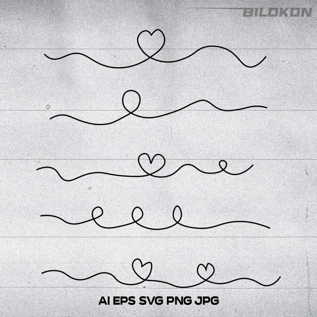 Heart doodle line set, looped line set, SVG Vector | MasterBundles