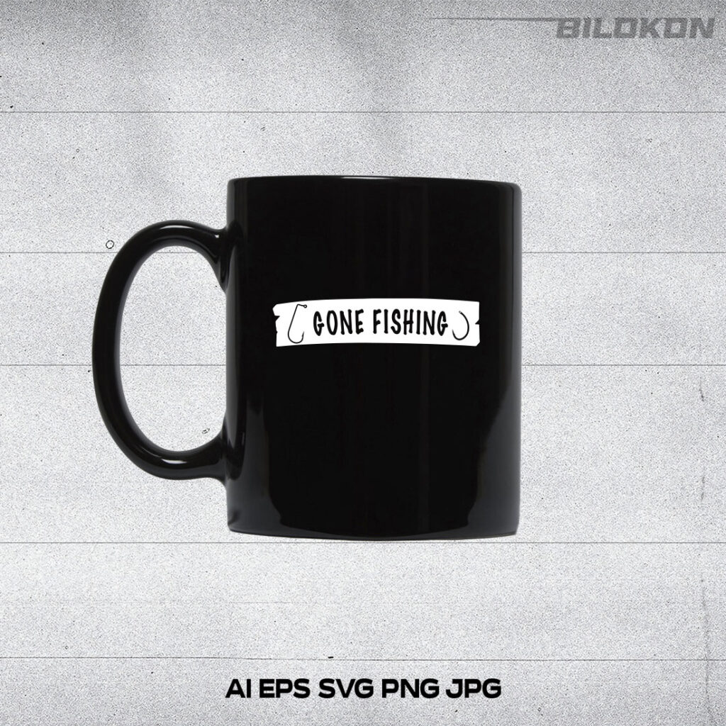 Gone SVG Fishing. Wooden Tablet with an Inscription - MasterBundles