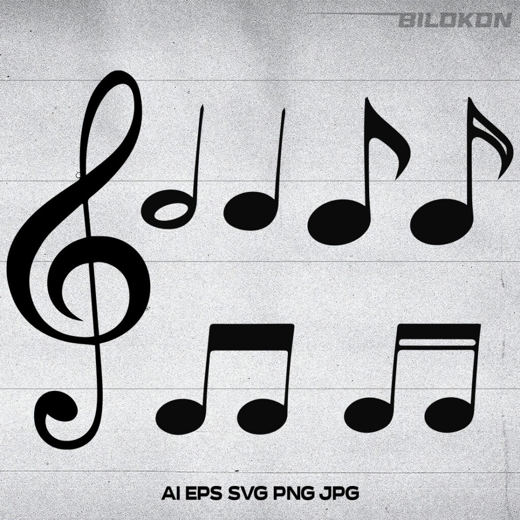 Music notes icon set, SVG Vector - MasterBundles