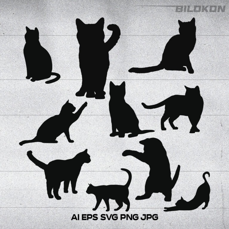 Cat Silhouette Set, Cat Icon, SVG Vector - MasterBundles