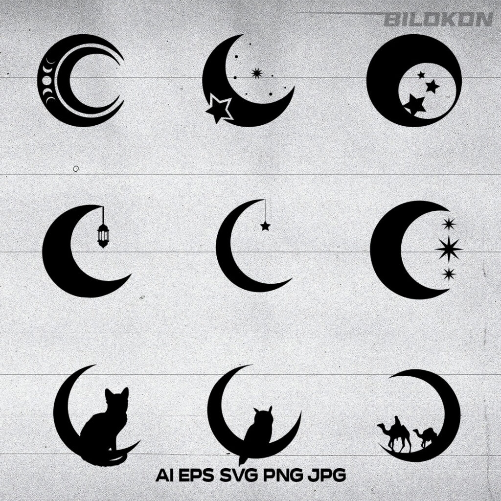 Moon Set Icon Night is a Symbol, SVG Vector Illustration - MasterBundles