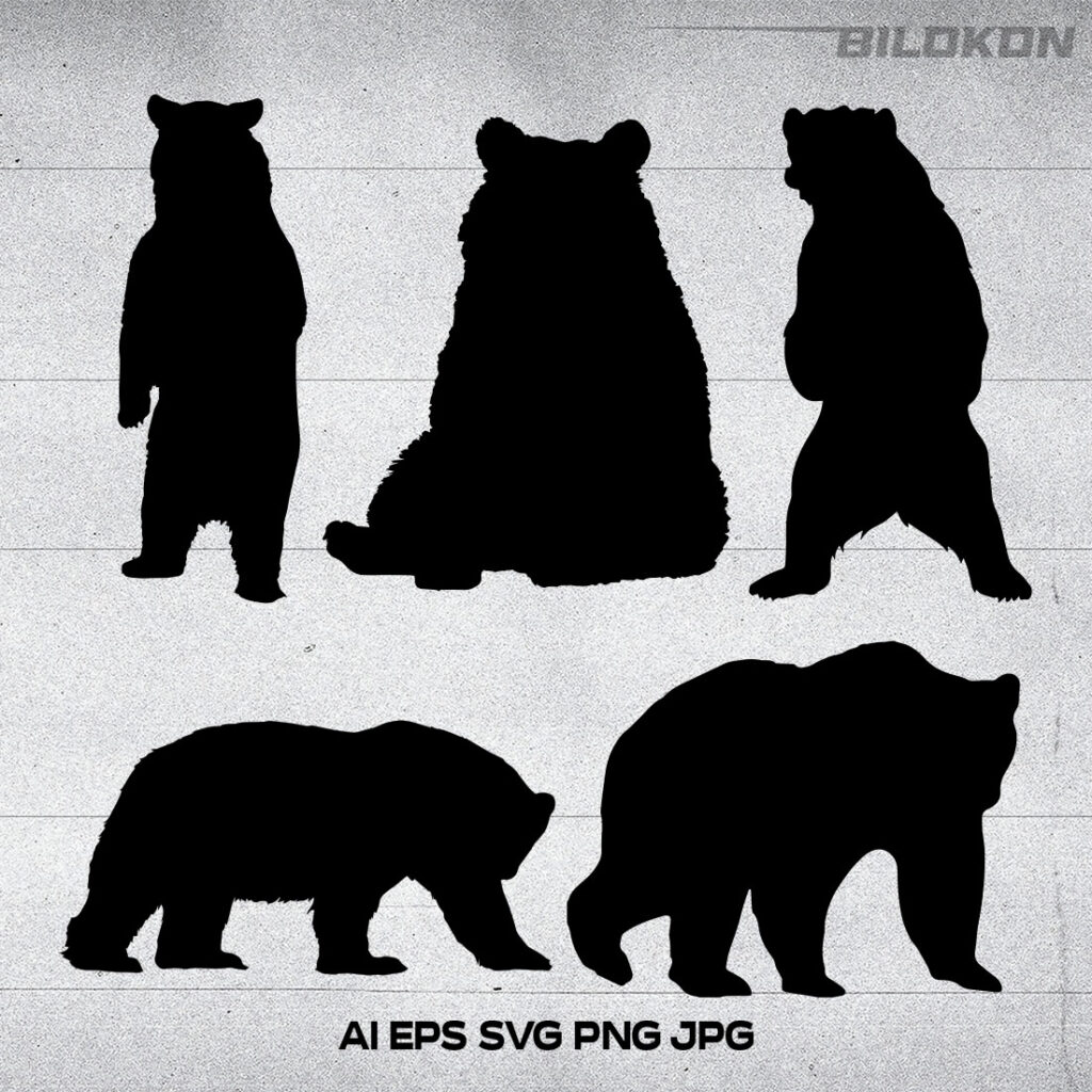 Bear silhouette set icon, SVG Vector | MasterBundles