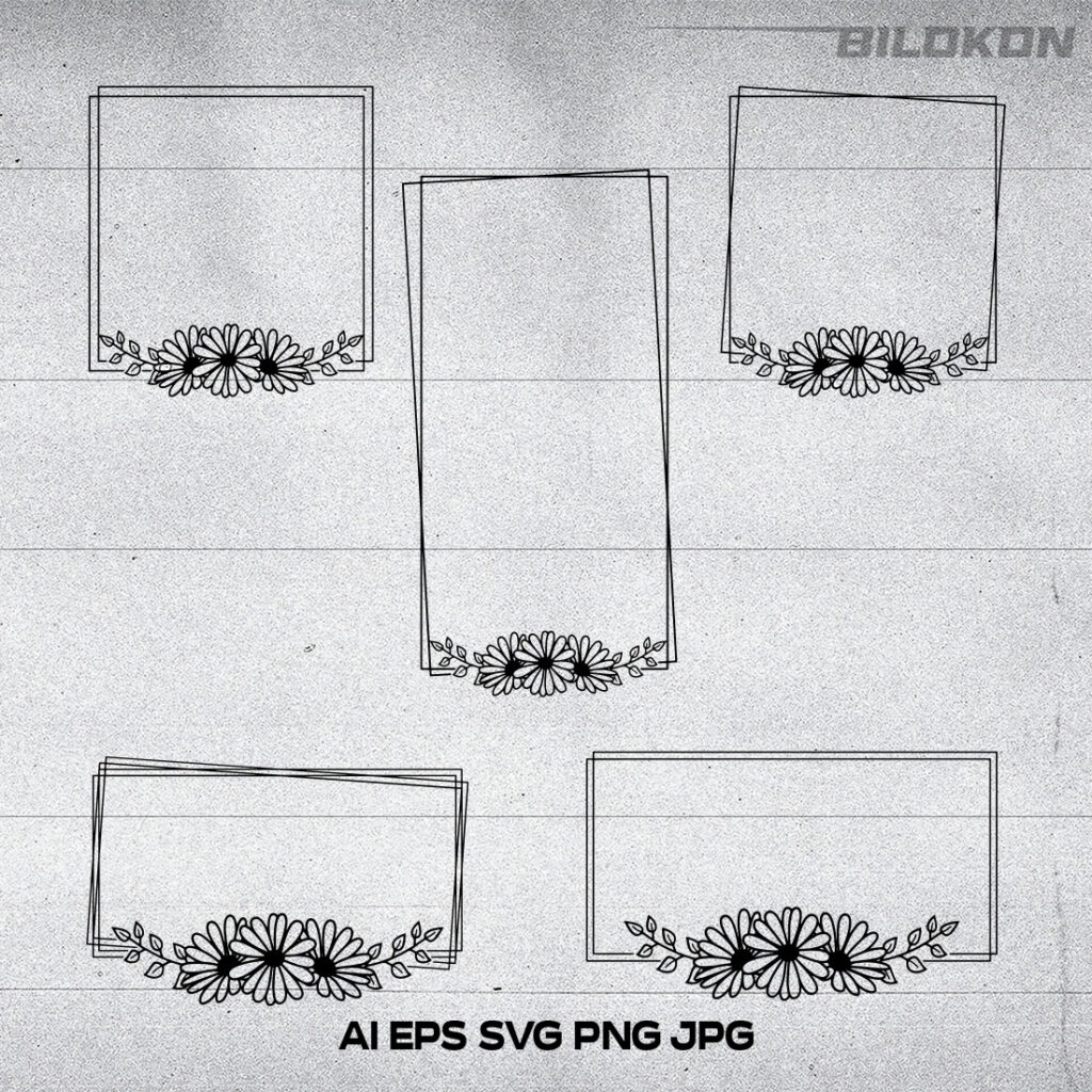 Double Square Frame with Flowers - MasterBundles