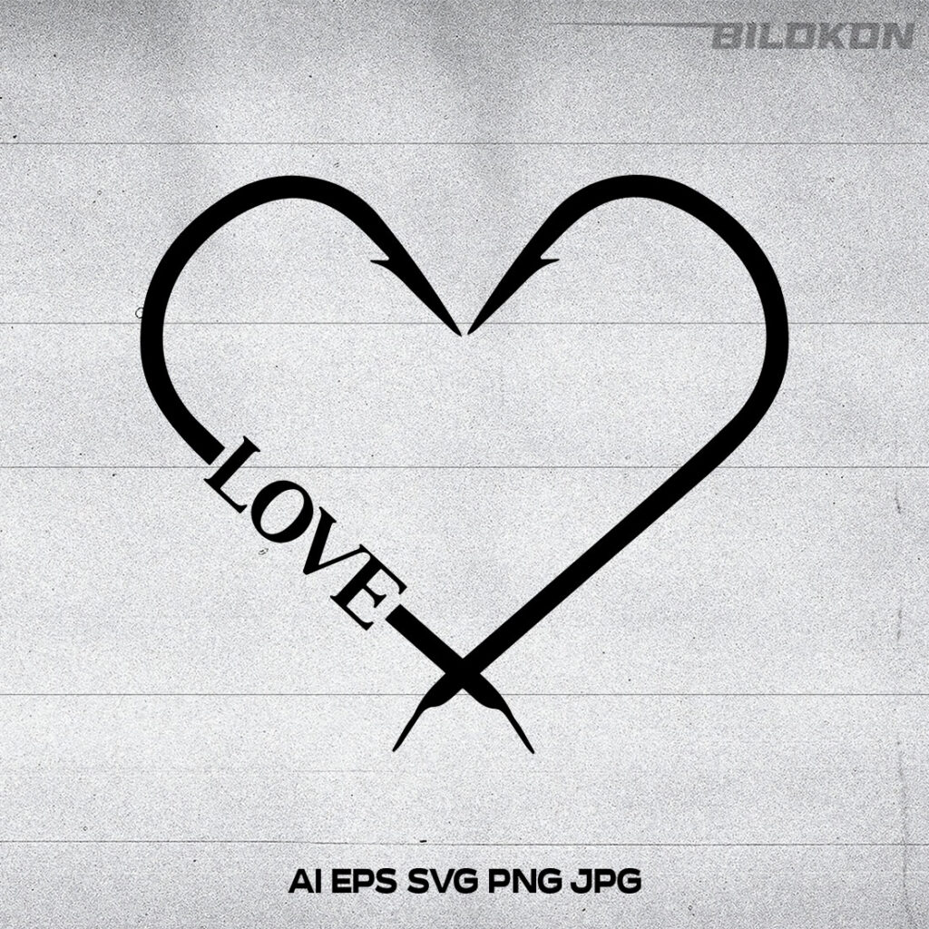 Love Fishing SVG, Heart Made of Hooks - MasterBundles