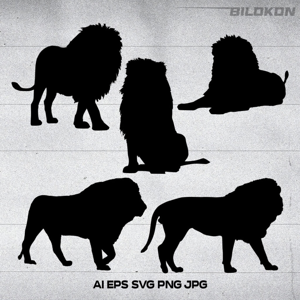 Lion silhouette set icon, SVG Vector | MasterBundles