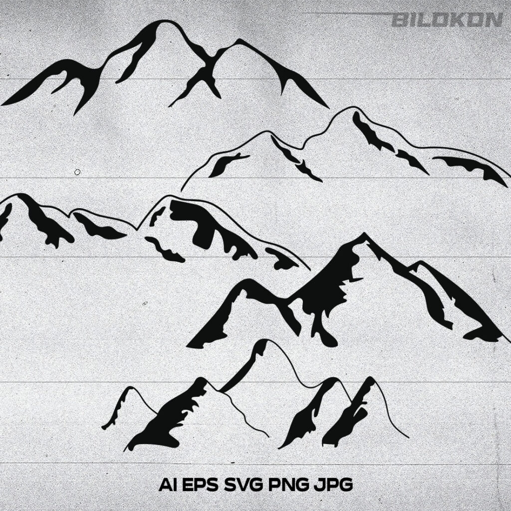 Mountains Range Silhouette Set, SVG Vector - MasterBundles