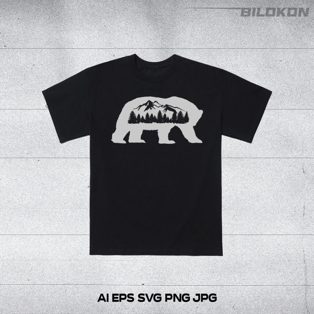 Bear and Mountain Landscape SVG Vector - MasterBundles