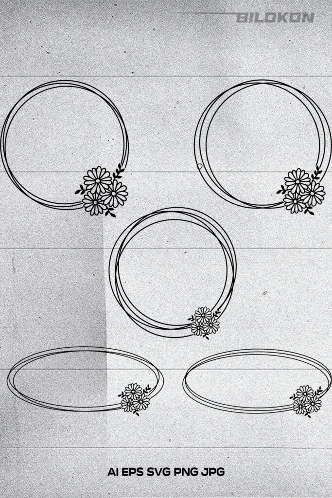 Frame with Flowers Set - MasterBundles