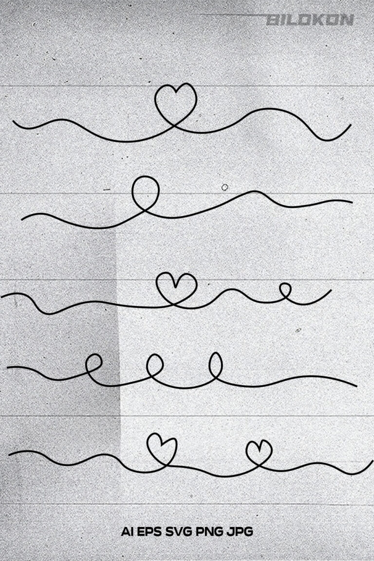Heart doodle line set, looped line set, SVG Vector | MasterBundles